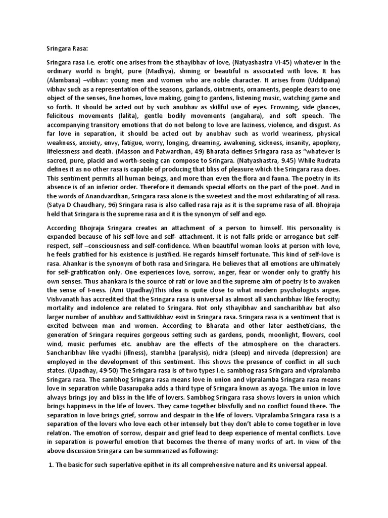 An Analysis of Sringara Rasa: The Erotic Sentiment in Indian Aesthetics ...