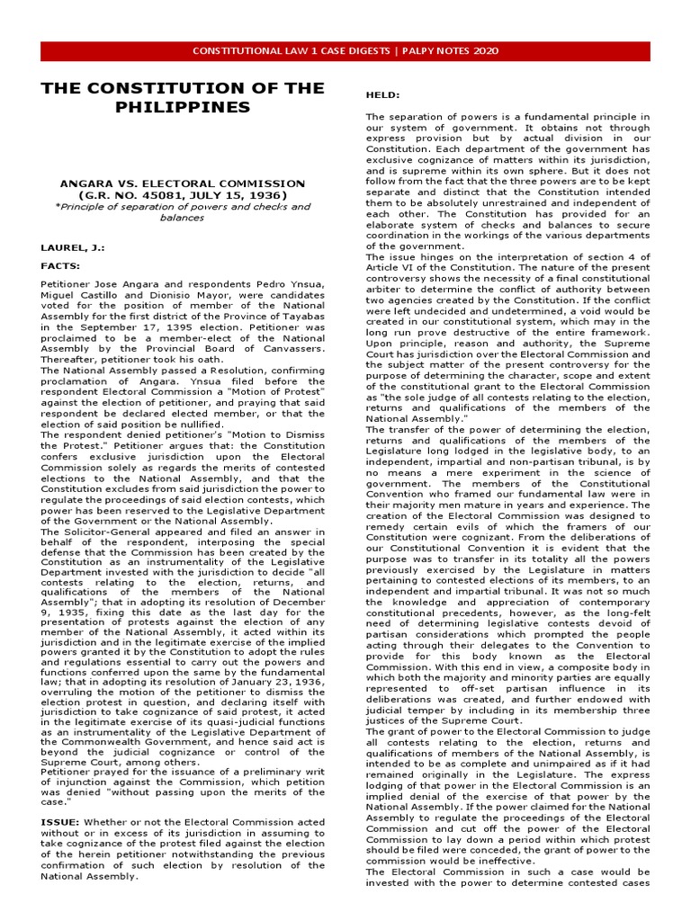 Consti Digests 01 | PDF | Supreme Court Of The United States | Constitution