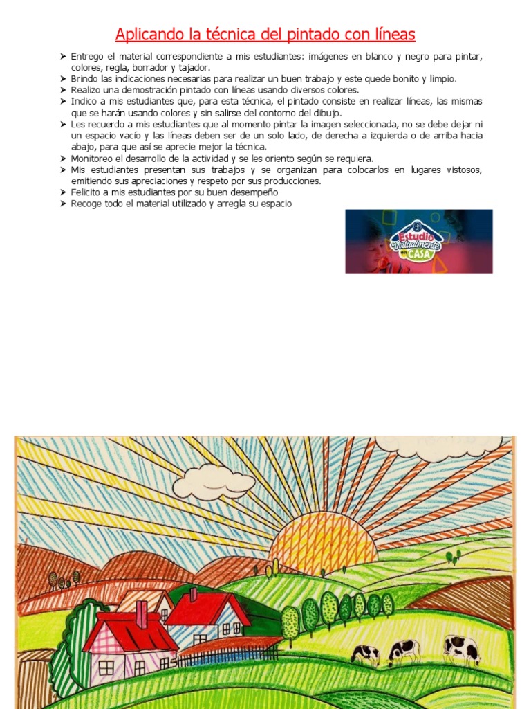 Aplicando La Técnica Del Pintado Con Líneas | PDF | Arte