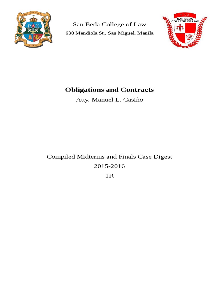 COMPLETE 1R Obligations and Contracts Case Digests | PDF