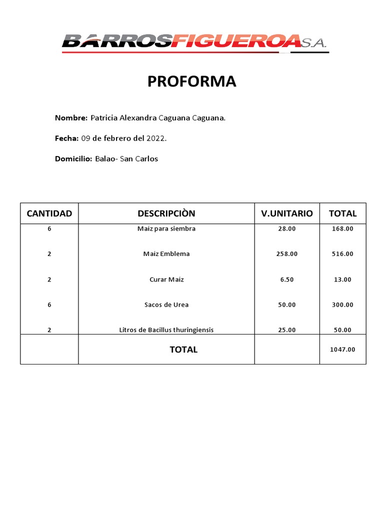 PROFORMA | PDF