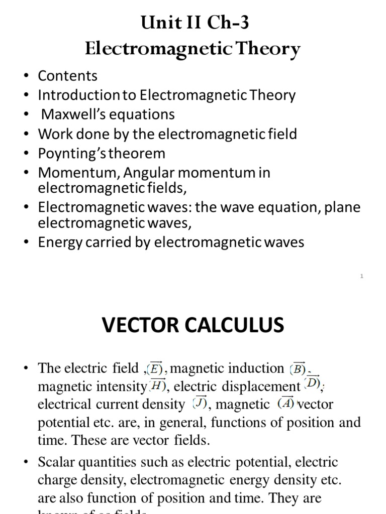 Emt Complete Notes Pdf Maxwell S Equations Electric Field