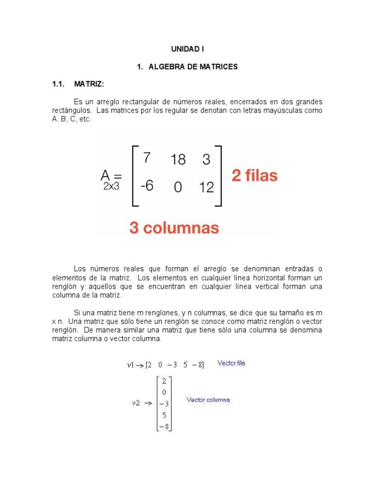 Algebra de Matrices - A Estudiante | PDF | Matriz (Matemáticas ...