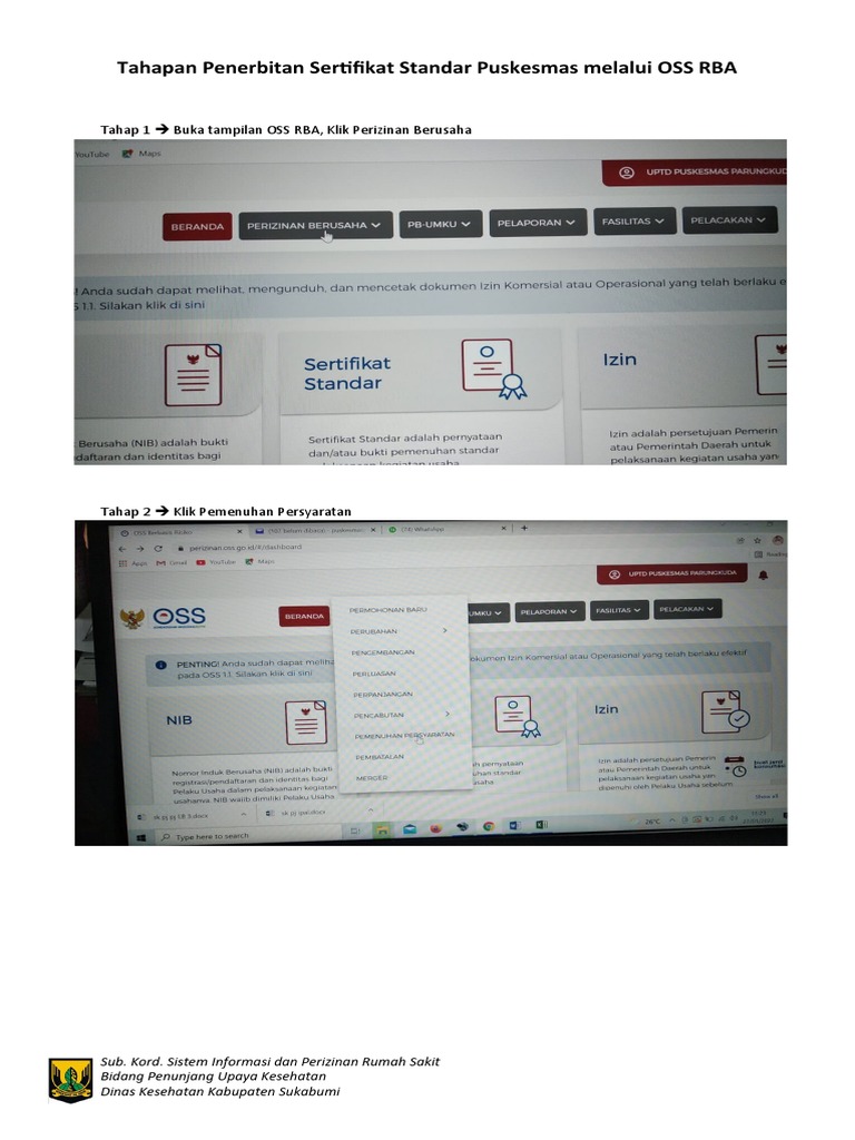 Tahapan Penerbitan Sertifikat Standar Puskesmas Melalui OSS RBA | PDF