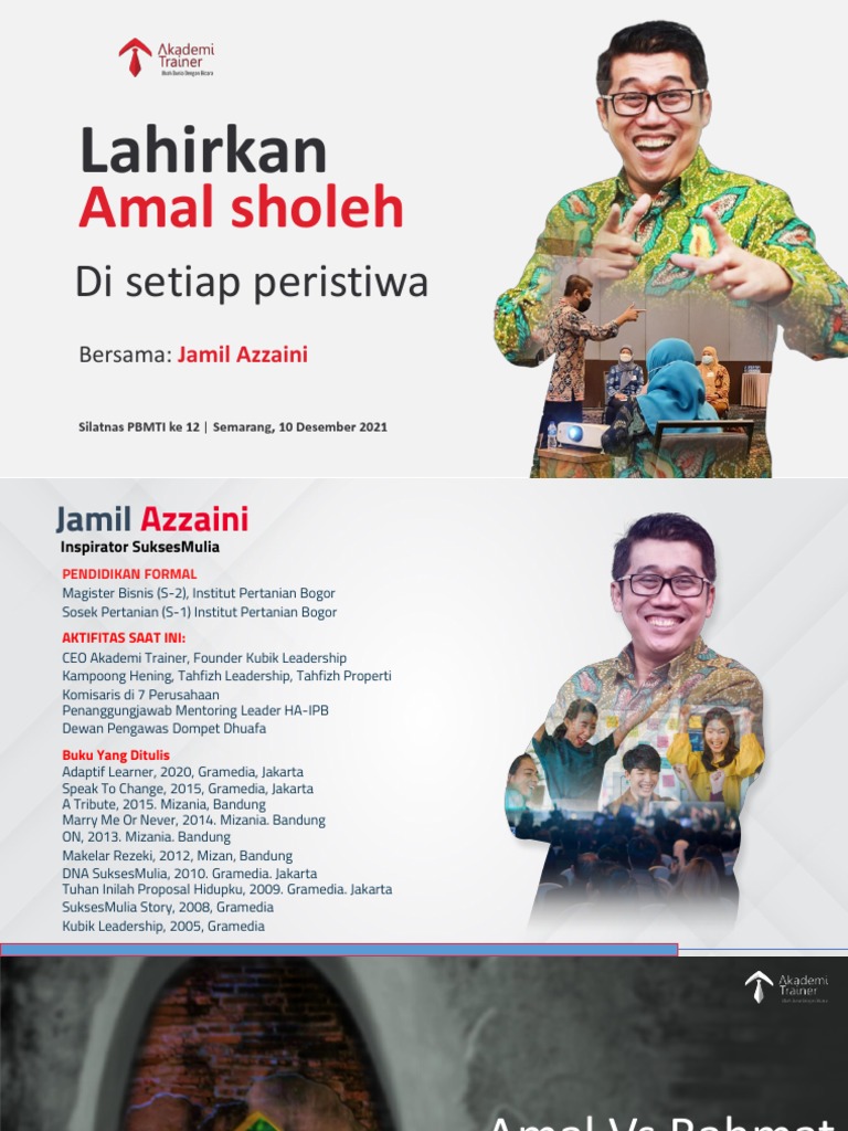 Jamil Azzaini Lahirkan Amal Sholeh Di Setiap Peristiwa | PDF