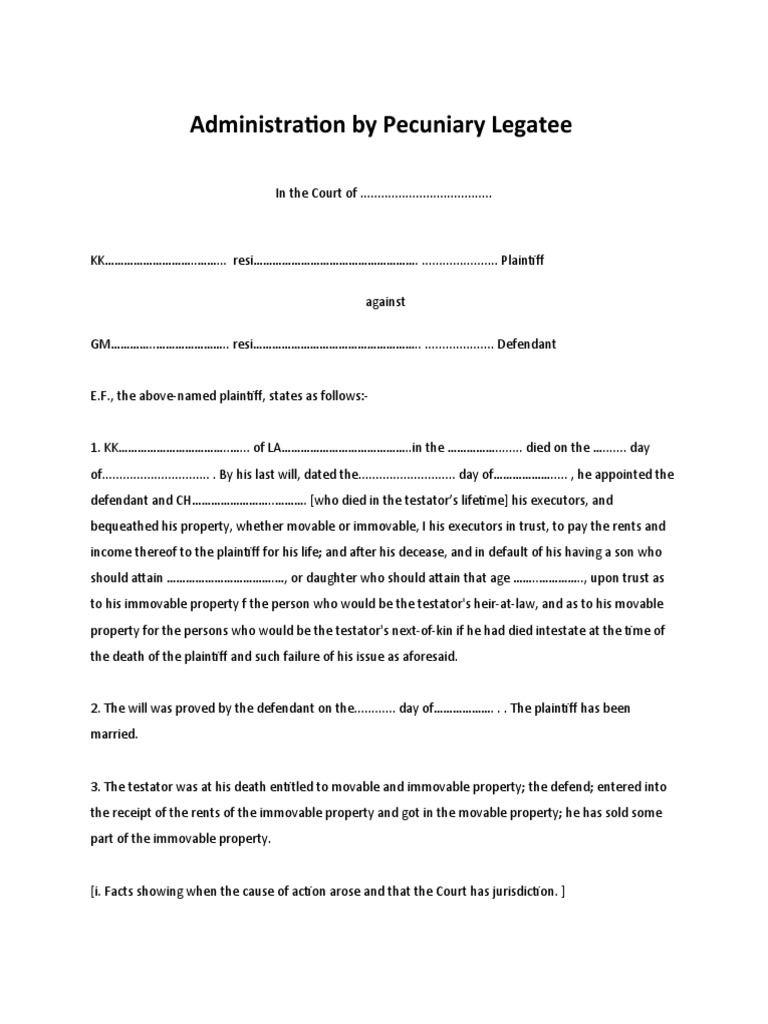 Administration by Pecuniary Legatee | PDF | Public Law | Civil Law (Legal System)