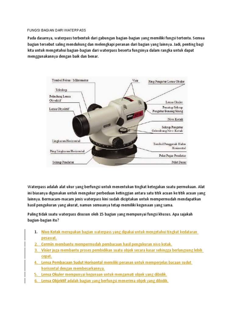 Fungsi Bagian Waterpass | PDF