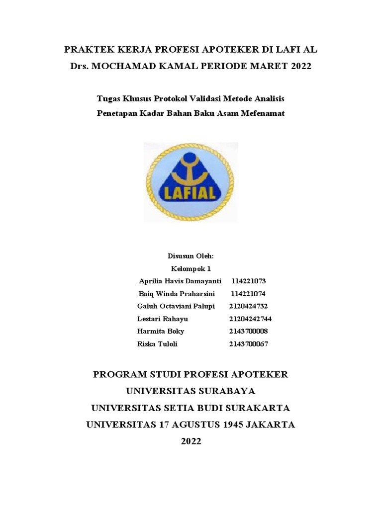 Protokol Validasi Metode Analisis Penetapan Kadar | PDF
