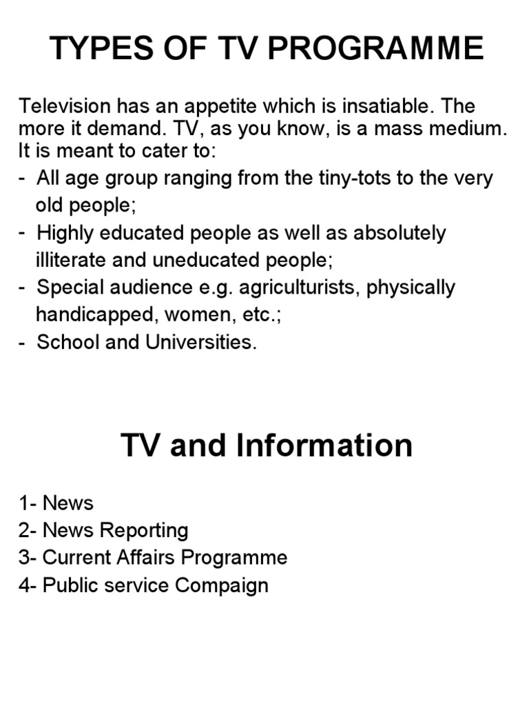 Types of TV Programme | PDF | Communication | Cognition