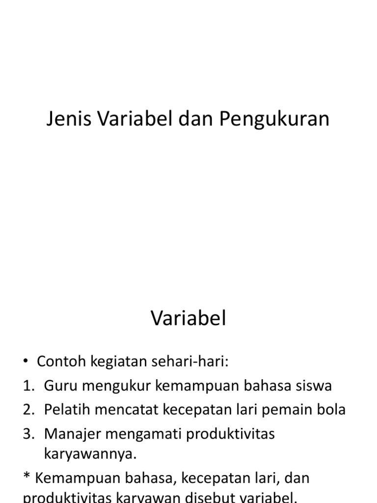 Jenis dan Klasifikasi Variabel Penelitian | PDF