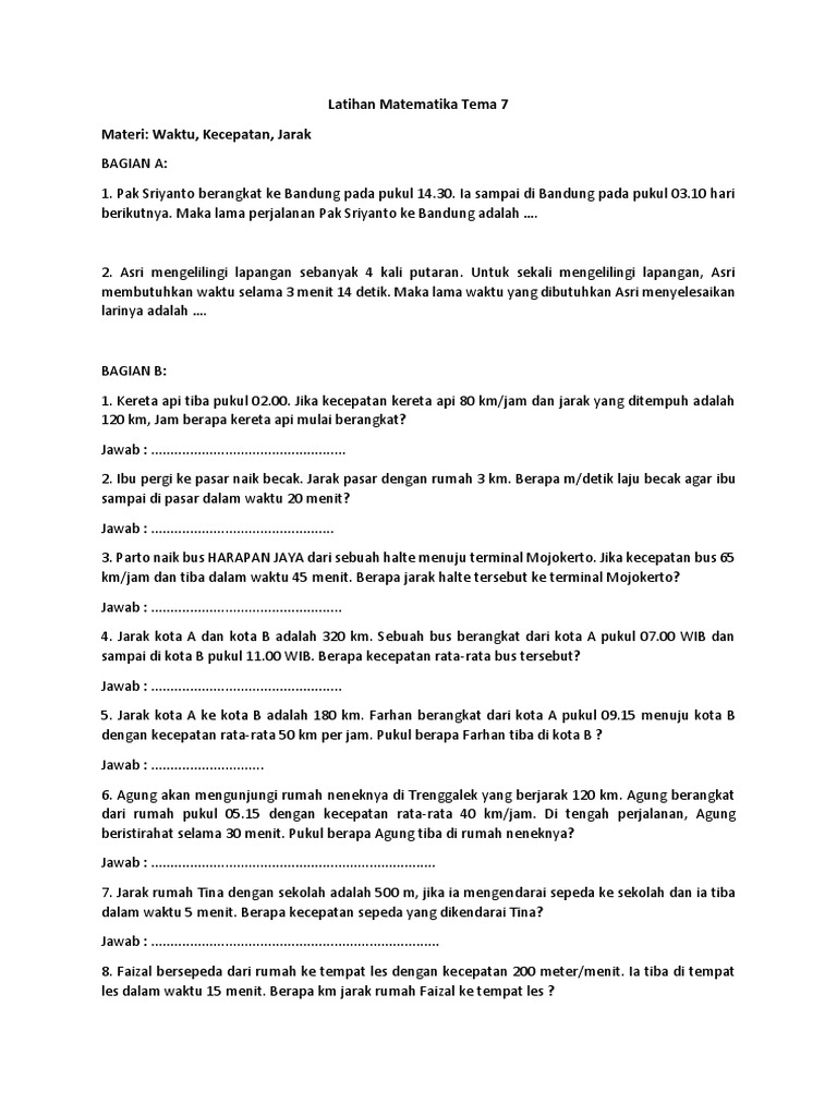 MTK Jovan Latihan 1 MTK Tema 7 | PDF | Griya & Taman