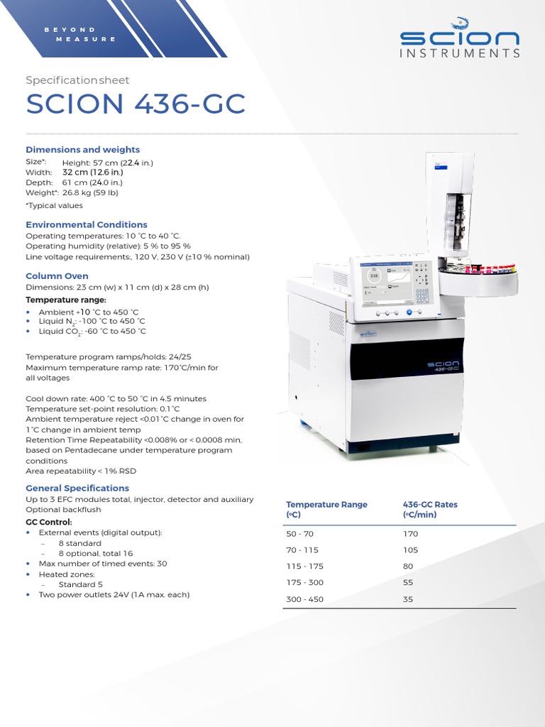 SCION 436-GC: Specification Sheet | PDF | Gas Chromatography | Chemistry