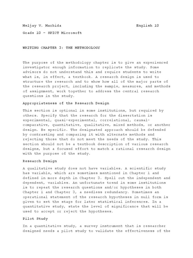 Chapter-3 Parts and Definition | PDF | Qualitative Research | Validity ...