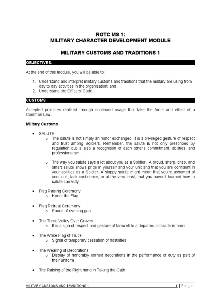 3 Military Customs and Traditions 1 | PDF | History
