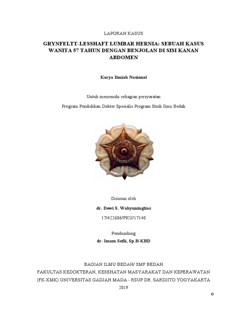 Grynfeltt-Lesshaft Lumbar Hernia: Sebuah Kasus Wanita 57 Tahun Dengan ...