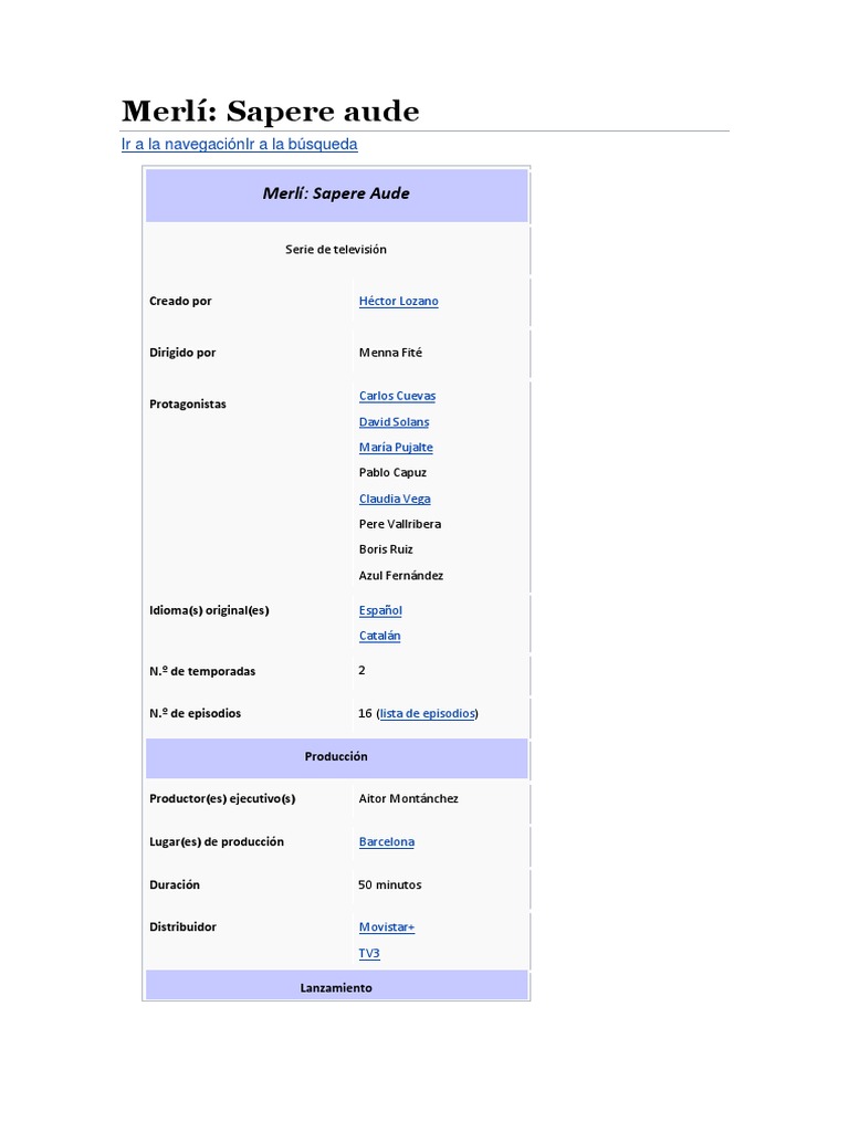 Merlí Sapere Aude Bio | PDF | Drama Television Series | Televisión