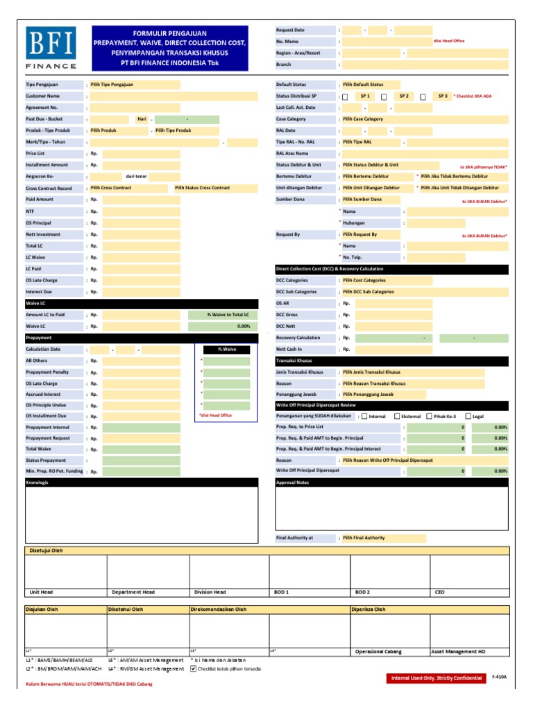F-410a Form Pengajuan Prepayment Waive Direct Collection Cost ...
