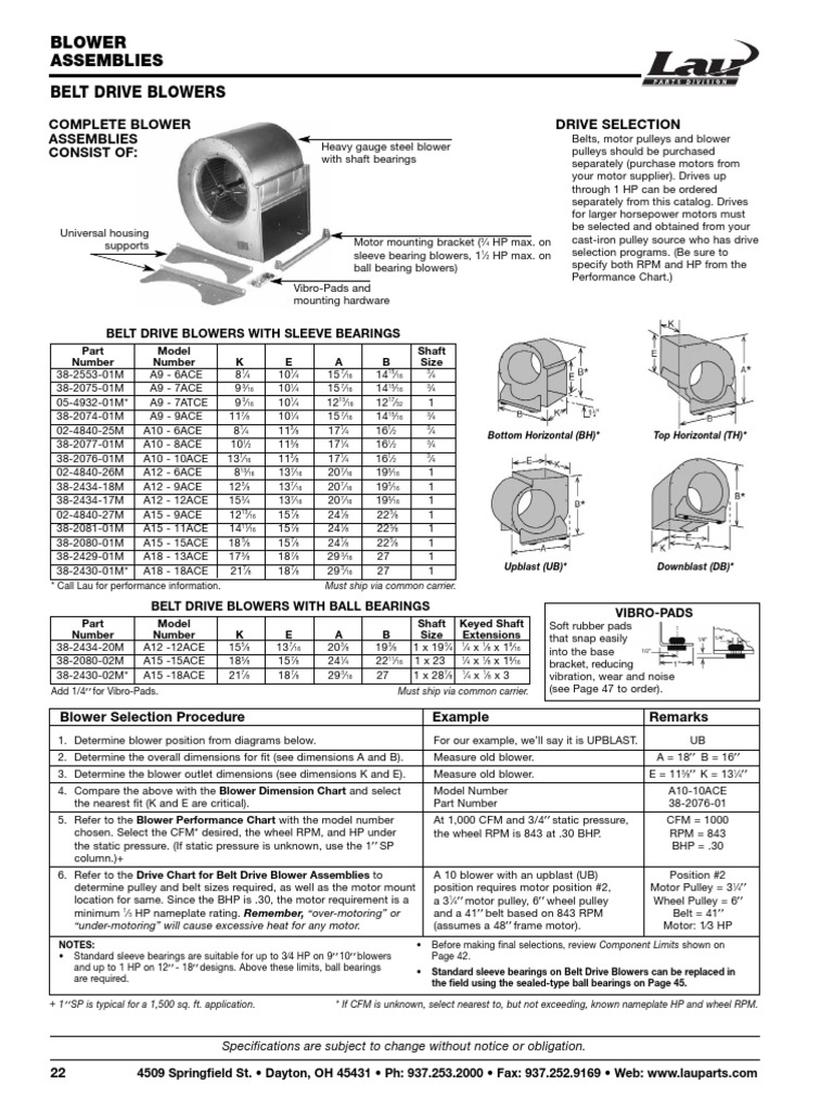 Blower Assemblies: Belt Drive Blowers | PDF | Belt (Mechanical ...