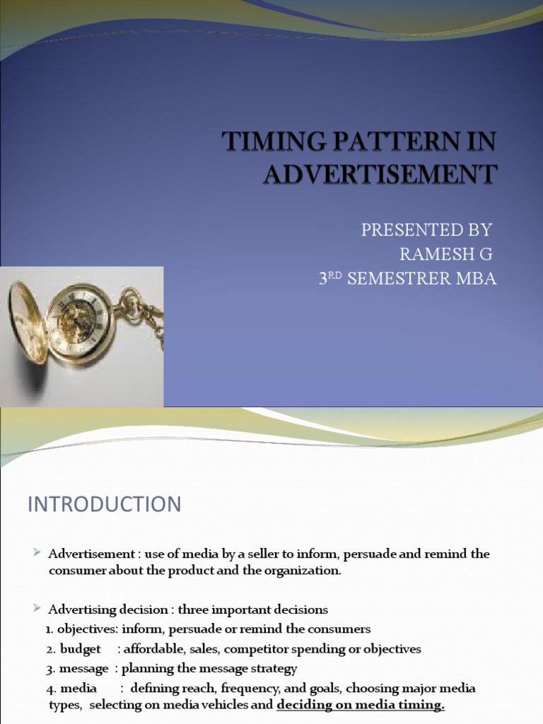 Timing Pattern in Advertisement | PDF | Advertising | Sales