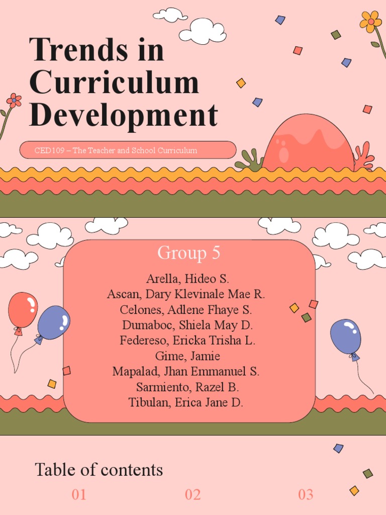 Trends in Curriculum Development: CED109 - The Teacher and School ...