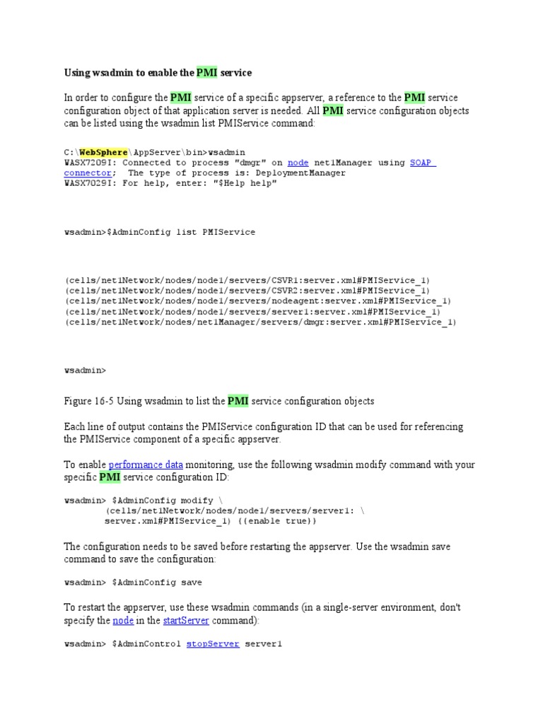 Using Wsadmin To Enable The PMI Service | PDF | Computers