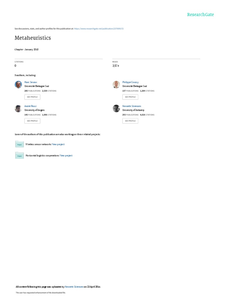 Metaheuristics: January 2010 | PDF | Metaheuristic | Mathematical ...