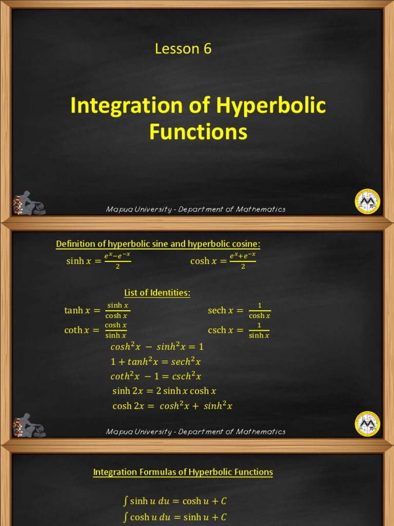 Lesson 6 Integration of Hyperbolic Functions | PDF