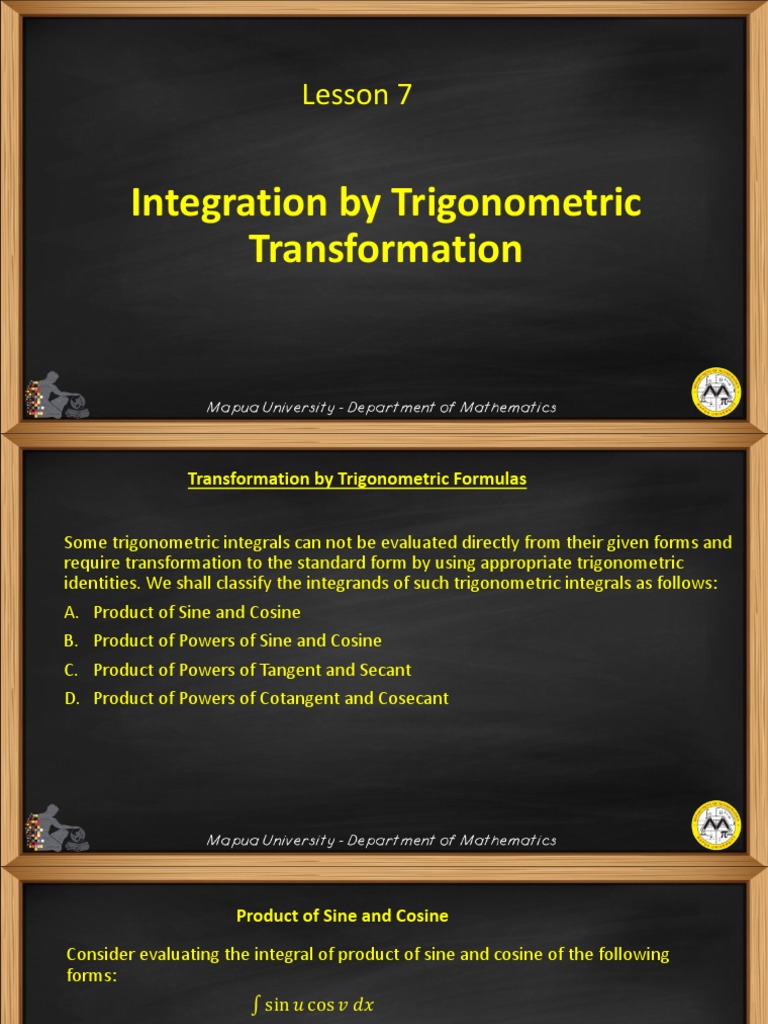 Lesson 7 Transformation by Trigonometric Formulas | PDF | Trigonometric ...