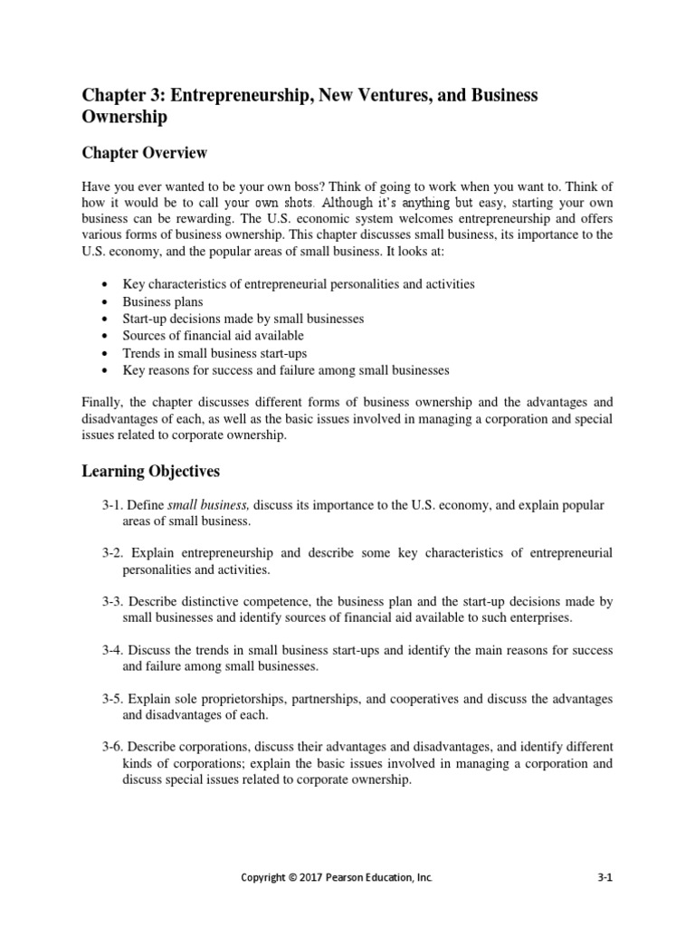 Chapter 3: Entrepreneurship, New Ventures, and Business Ownership | PDF ...