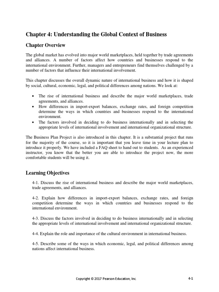 Chapter 4: Understanding The Global Context of Business | PDF | Balance ...