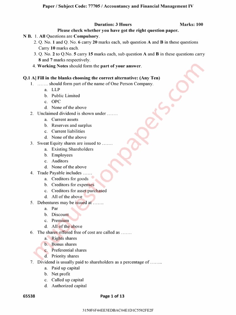 Sy-Bcom Sem4 Afm-Iv-Cbcgs Apr19 | PDF