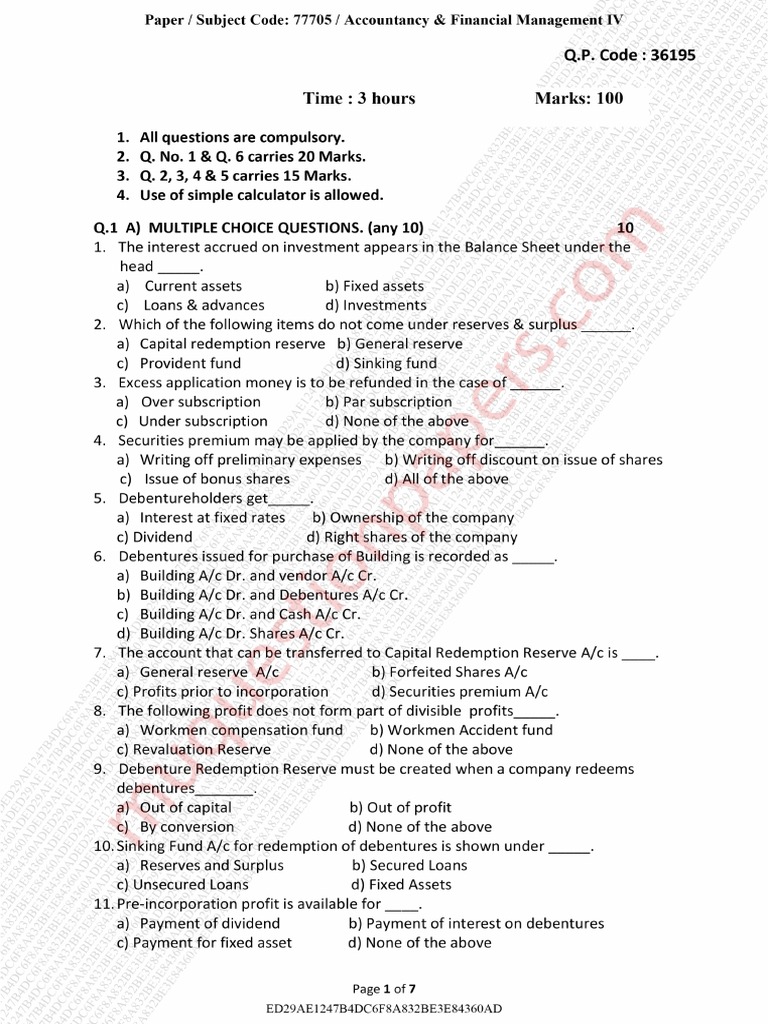 Sy Bcom Sem4 Afm IV Cbcgs Nov18 | PDF
