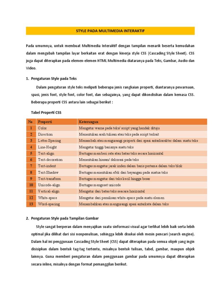 Elemen CSS dalam Multimedia Interaktif | PDF