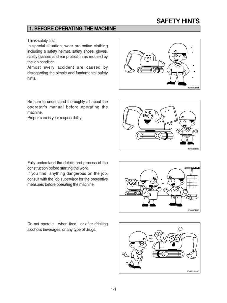 Safety Hints: 1. Before Operating The Machine | PDF | Engines | Door