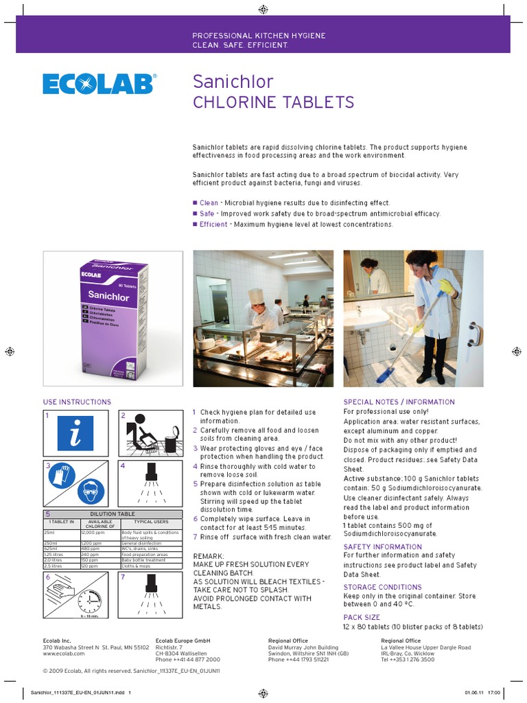 Sanichlor Tabs | PDF | Disinfectant | Hygiene