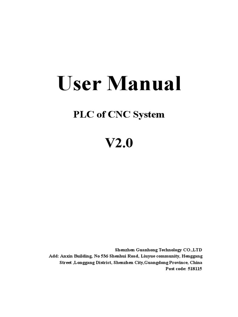 PLC User Manual (CNC System) V2.0 | PDF | Programmable Logic Controller ...