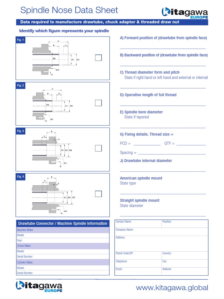 Spindle Nose Data Sheet For Chuck Pdf Tools Metalworking
