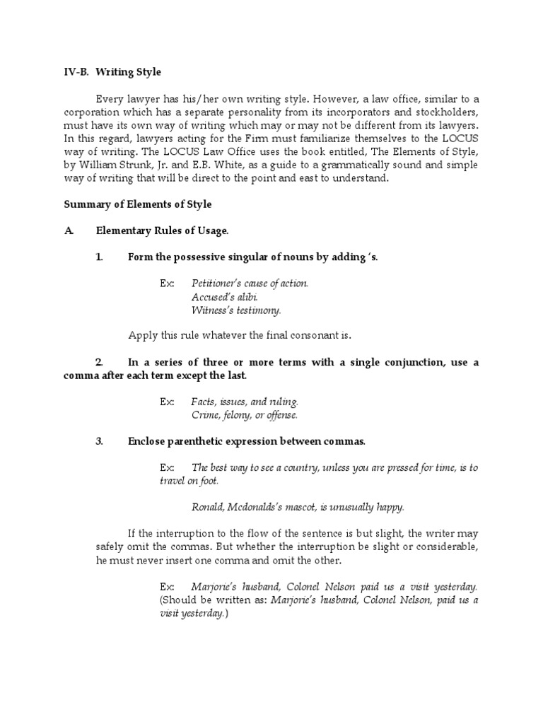 LOCUS Law Office Writing Style Guide | PDF | Comma | Syntax