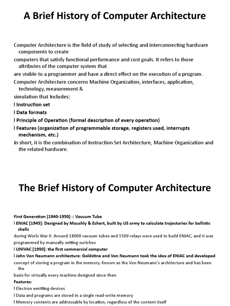 Module 1a A Brief History of Computer Architecture | PDF | Central ...
