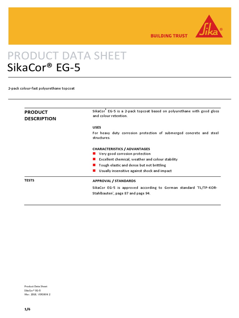 Product Data Sheet: Sikacor® Eg-5 | PDF | Corrosion | Concrete