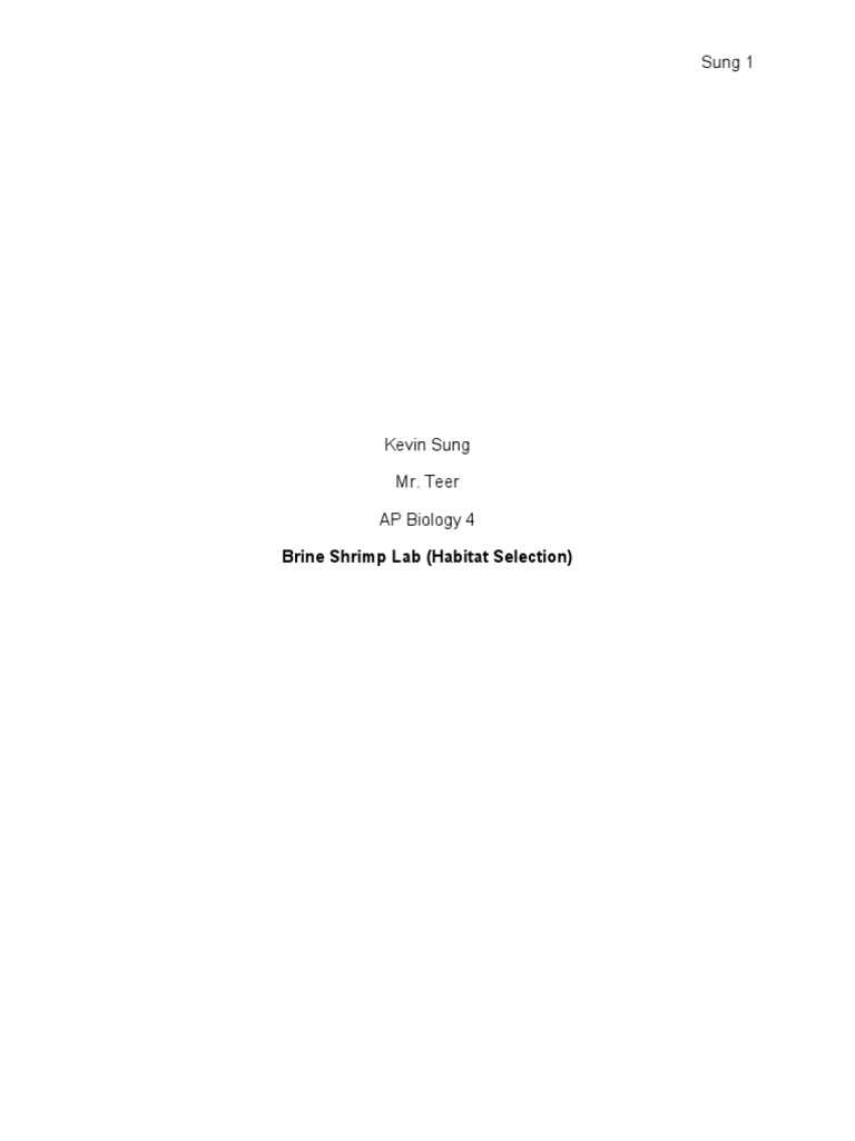 Brine Shrimp Lab | PDF | Experiment | Ethology