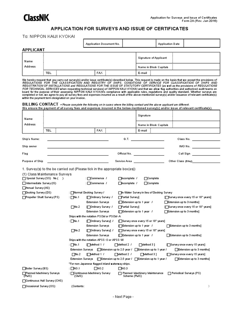 Form - Permohonan Survey Klas NK | PDF