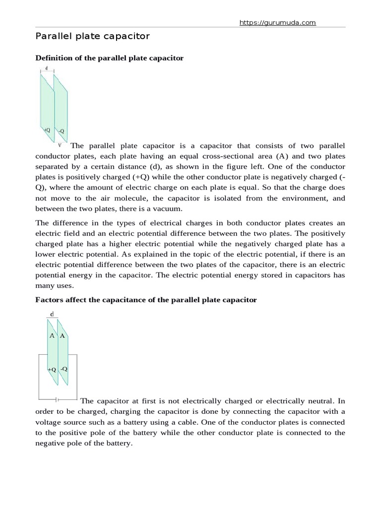Parallel Plate Capacitor | PDF | Capacitance | Capacitor