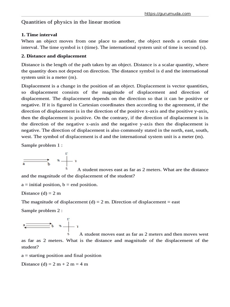 Quantities of Physics in The Linear Motion | PDF | Velocity | Acceleration