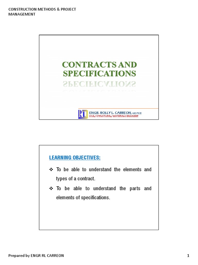 Contracts and Specifications | PDF