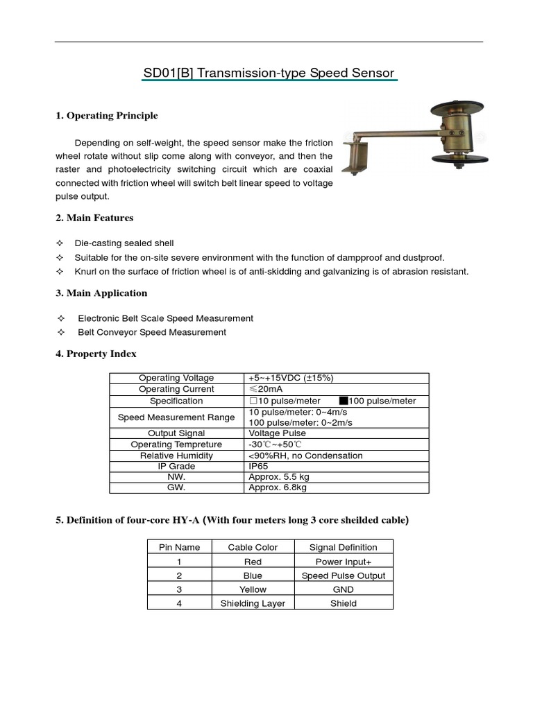 SD01 (B) Transmission-Type Speed Sensor: 1. Operating Principle | PDF