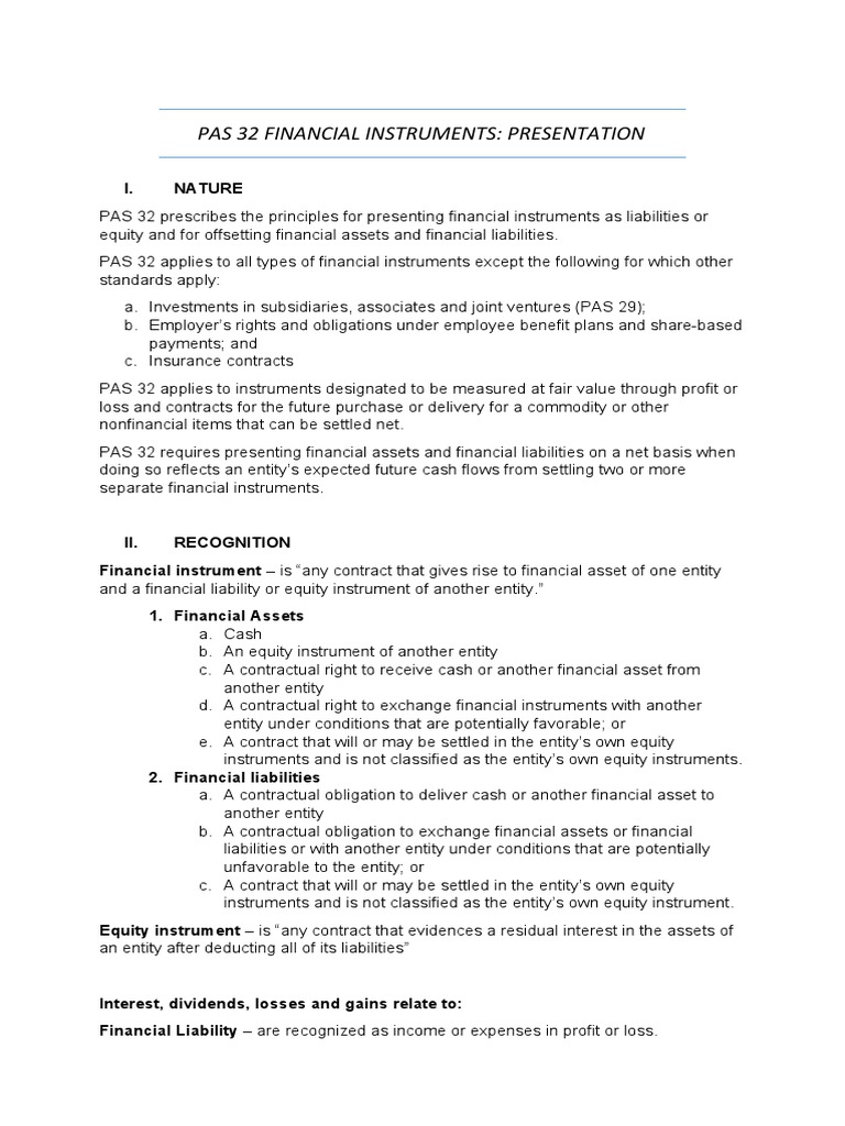 Pas 32 Financial Instruments | PDF | Equity (Finance) | Preferred Stock