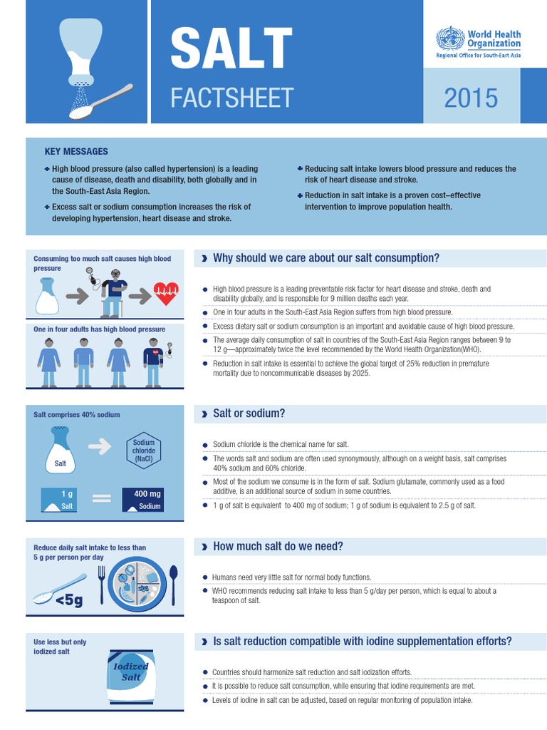 Factsheet: Why Should We Care About Our Salt Consumption? | PDF | Salt ...