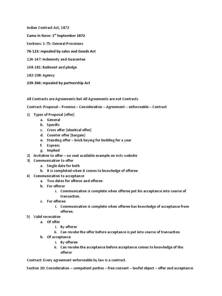 Indian Contract Act | Download Free PDF | Offer And Acceptance | Civil ...