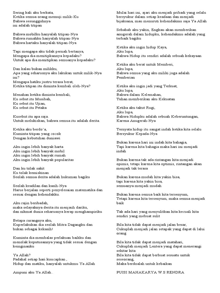 Puisi Religi Karya WS Rendra | PDF